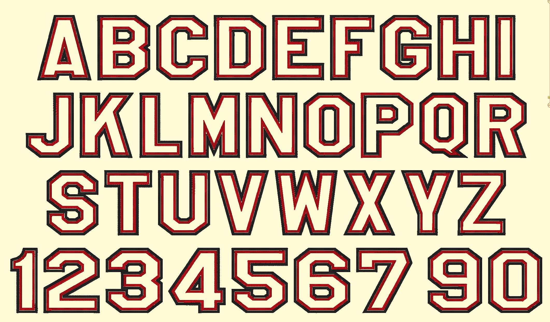 Varsity Collegiate Athletic Block Type Font Machine Embroidery Designs 