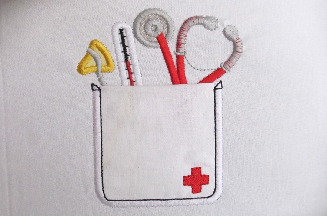 Cute Doctor Real Pockets - INSTANT DOWNLOAD Machine Embroidery Applique ...