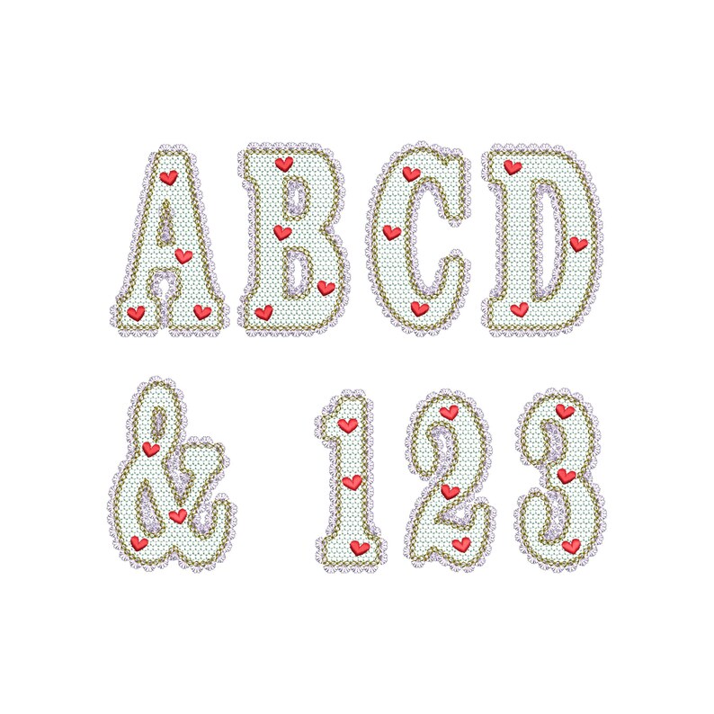 Lace Edge Valentine FONT Lace Patterned Alphabet Monogram Heart ...
