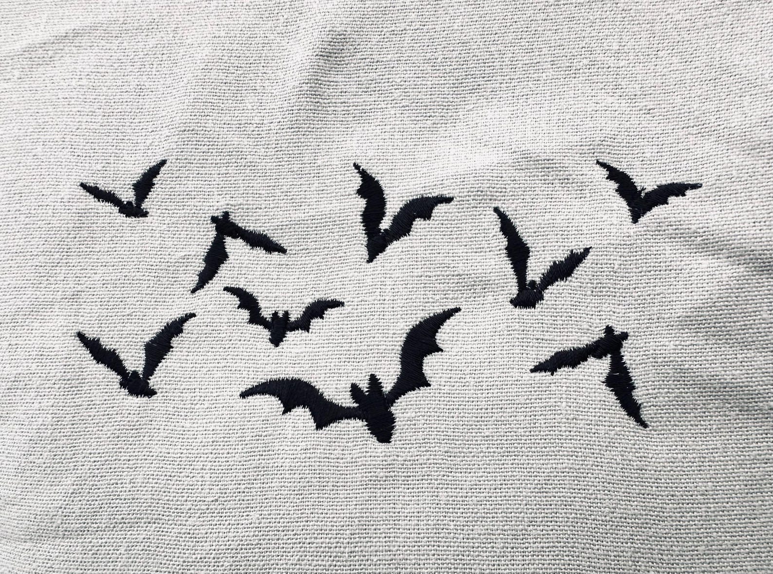 Many Mini Bats in a Row Halloween Bat Satin Stitch Machine Embroidery ...