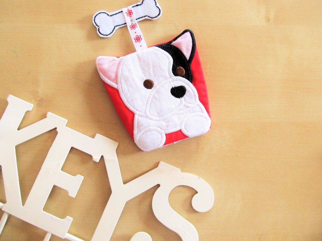 Peeking Bulldog Head Key Case, Key Fob, Key Cover, Key Pocket, ITH in ...