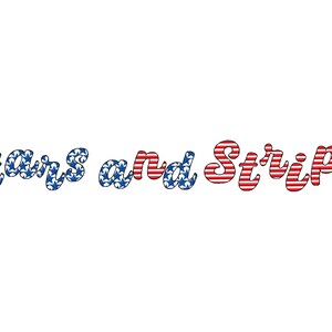 Patriotic Stars and Stripes Cursive Font SET of 2 Types Machine ...