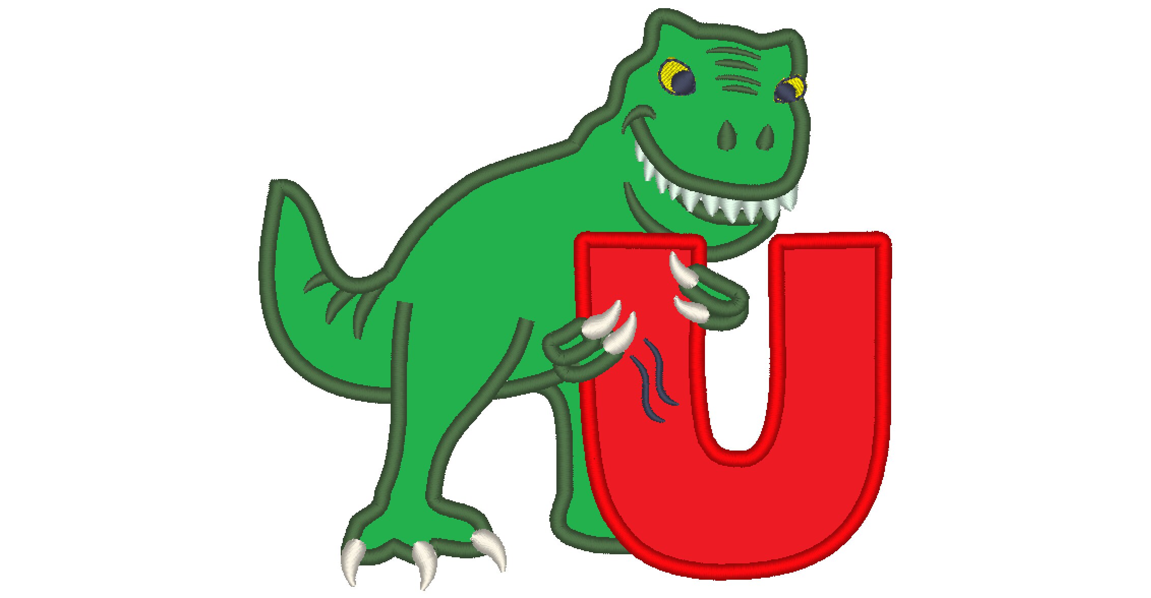 T-rex Dinosaur Birthday Only One LETTER U Machine Embroidery | Etsy