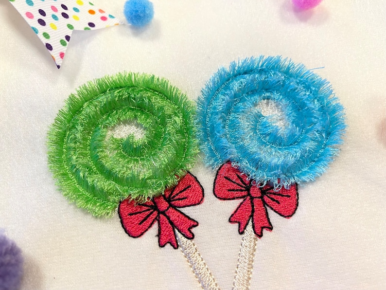 Fringed Lollipops Birthday Part Sweet Sugar Candy Machine Embroidery ...