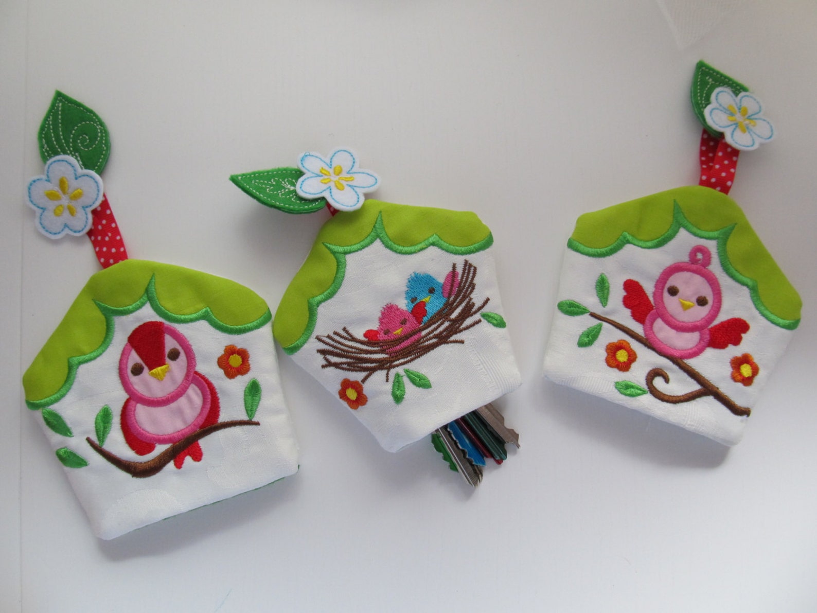 Birds Family Nest Set Key Case Key Fob Key Cover Key Pocket - Etsy