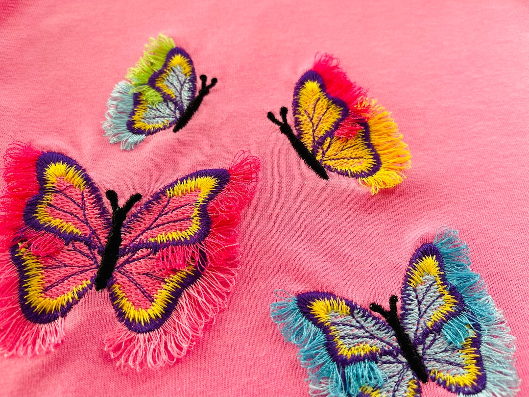 Mini Butterfly With Fringed Fluffy Wings Machine Embroidery Designs ...