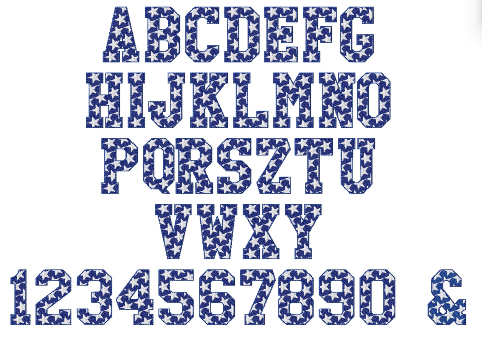 Stars Font Machine Embroidery Design Starry Embroidery Alphabet Star ...