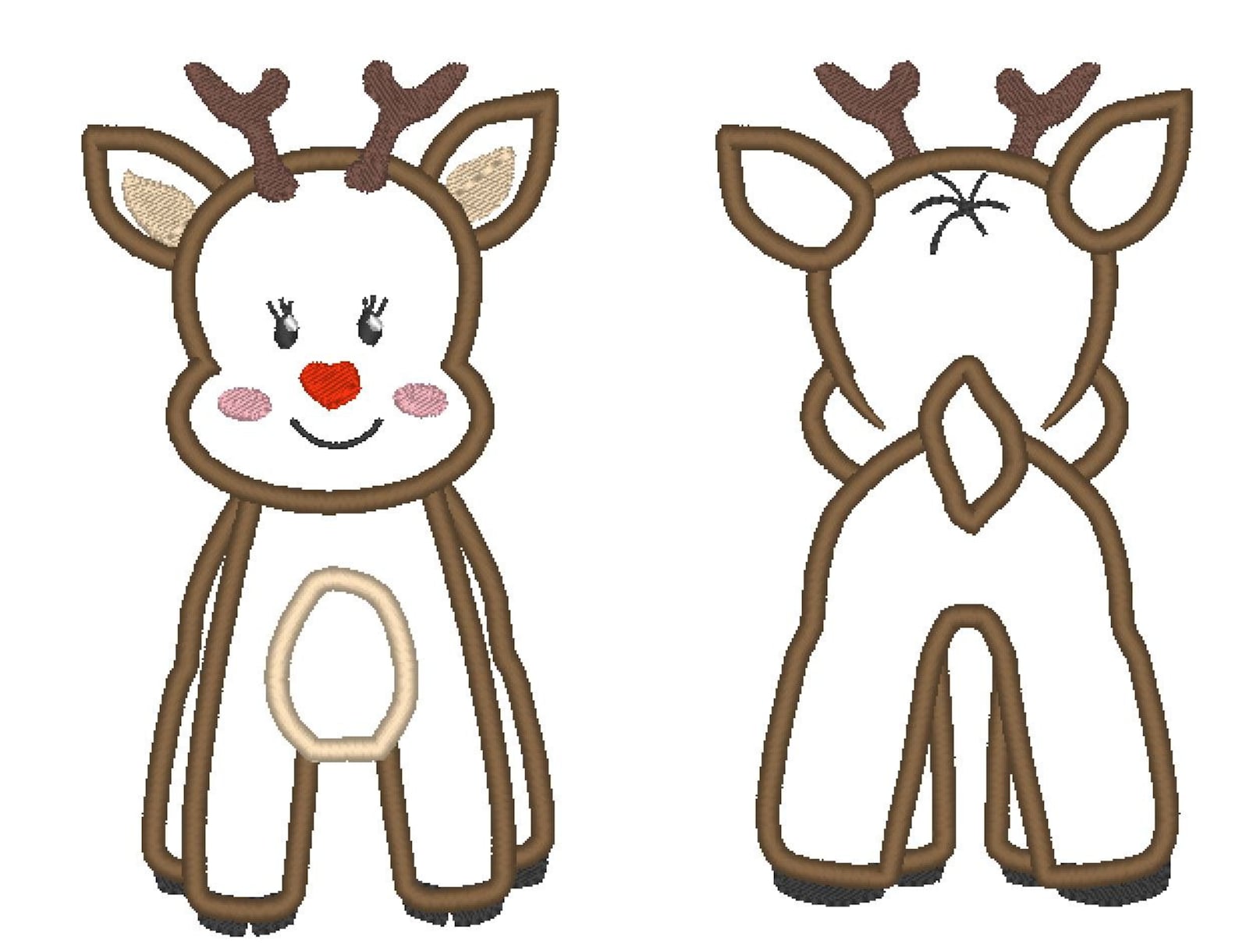 Reindeer Rudolph Red Nosed Front and Back Rear View - Etsy