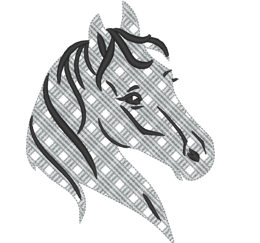 Gingham Plaid Checkered Tartan Horse Head Light Stitch Silhouette ...