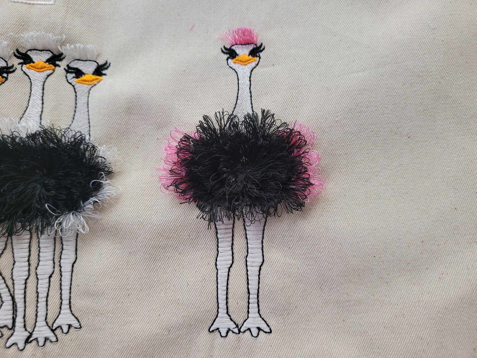 Fringed Fluffy Chenille Ostrich Bird Machine Embroidery - Etsy