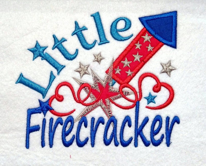 Little Firecracker Saying Applique Machine Embroidery Designs Sizes for ...