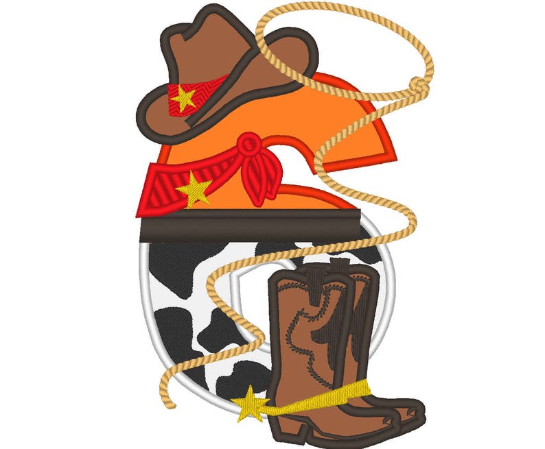 Cowboy Birthday Number - Only Number Six- 6 Wiith Boots, Hat and Rope ...