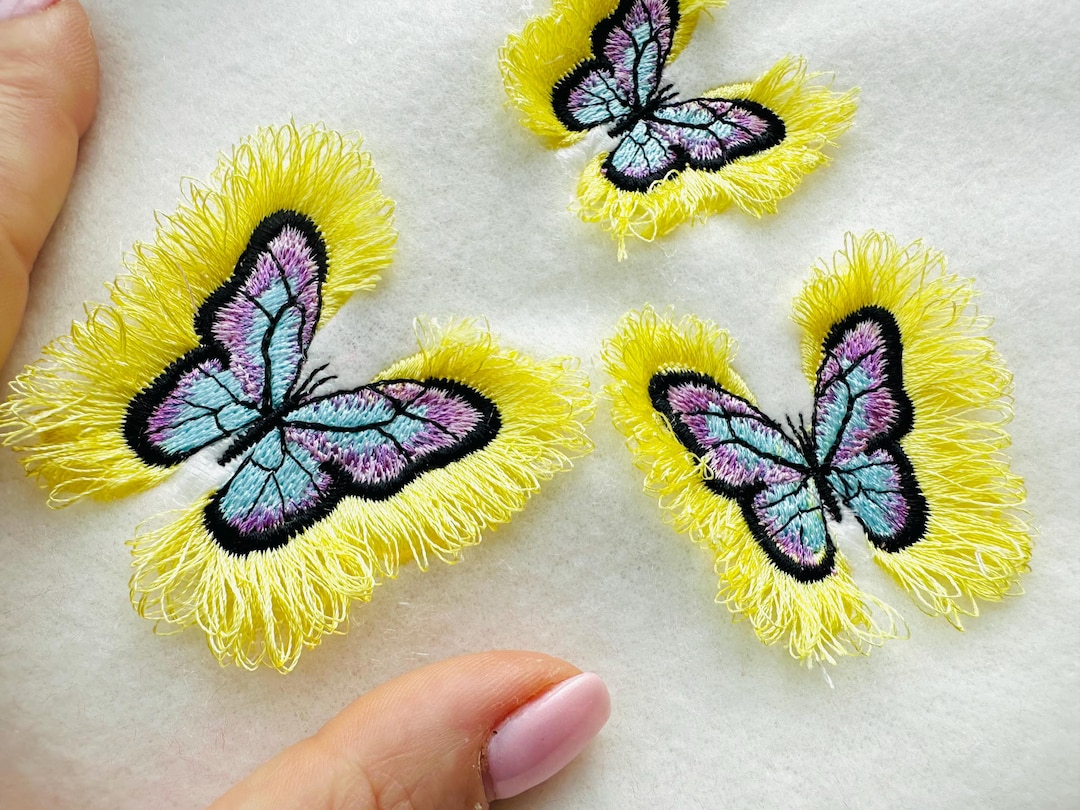 Mini Butterfly Fringed Fluffy Wings Machine Embroidery Designs Fur ...