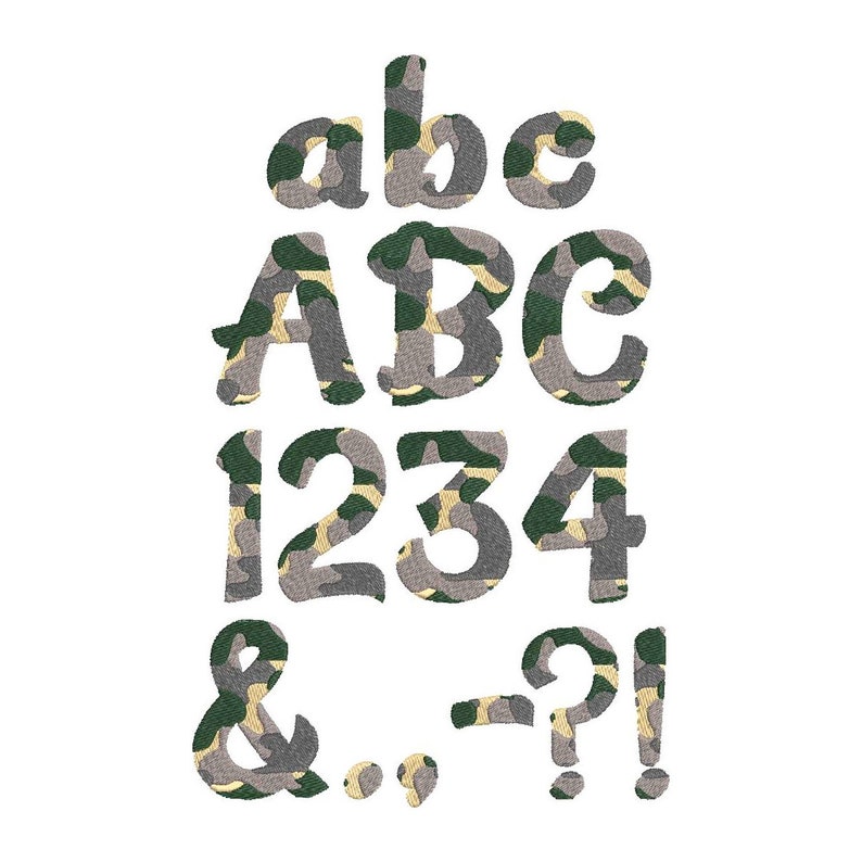Camo Camouflage Font Alphabet Machine Embroidery Designs Letters A-Z ...
