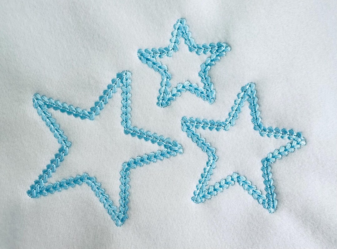 Extra Bold Chain Stitch Star Machine Embroidery Designs Mini Sizes 1.5 ...
