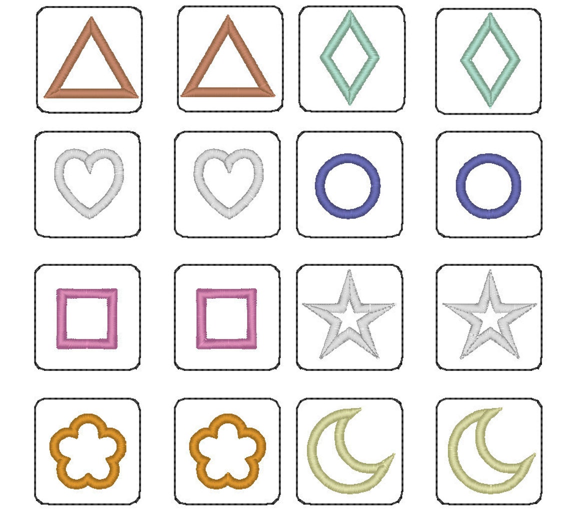 Memory Game shapes in the Hoop Machine Embroidery - Etsy