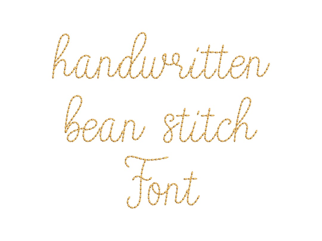 Handwritten Script FONT Hand Stitch Effect Bean Stitch Alphabet Monogram Machine Embroidery ...