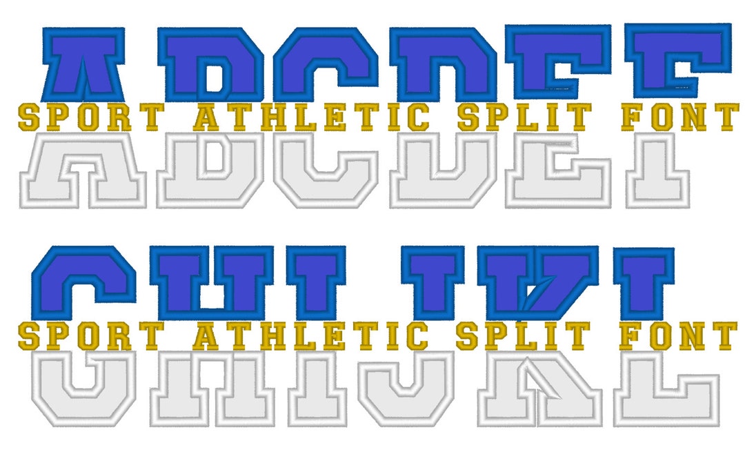 Discount - 40% Block ATHLETIC Collegiate Split Font Applique Machine ...