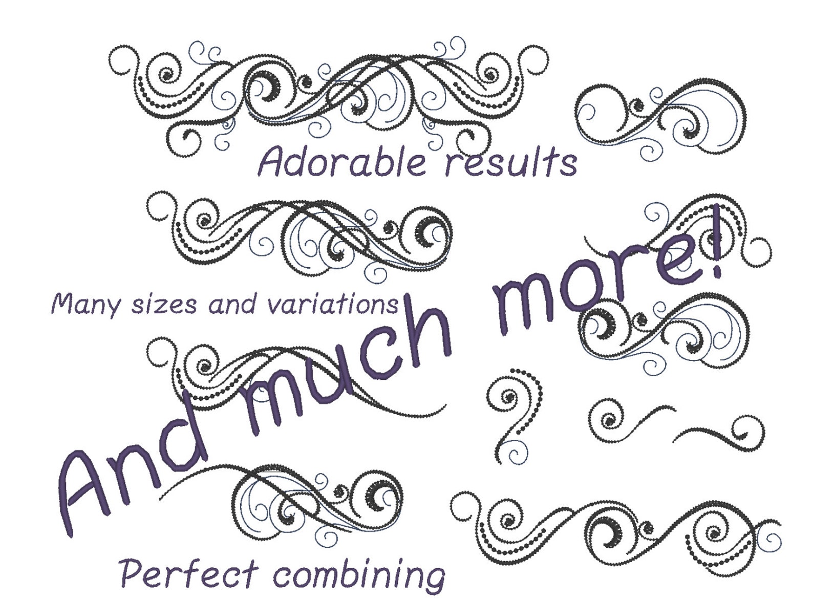 Swirl Curl Monogram Frame and Border SET Perfect Combining | Etsy