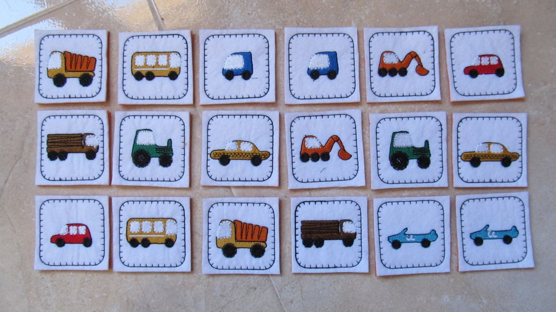 Memory Game CARS in the Hoop Machine Embroidery Designs ITH Project ...