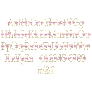 Hand Stitch Effect Bow FONT Machine Embroidery Designs Small Sizes 1 to ...