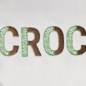 DUOTONE Split Font Crocodile Print and Fill Stitch 2 Color Font Machine ...
