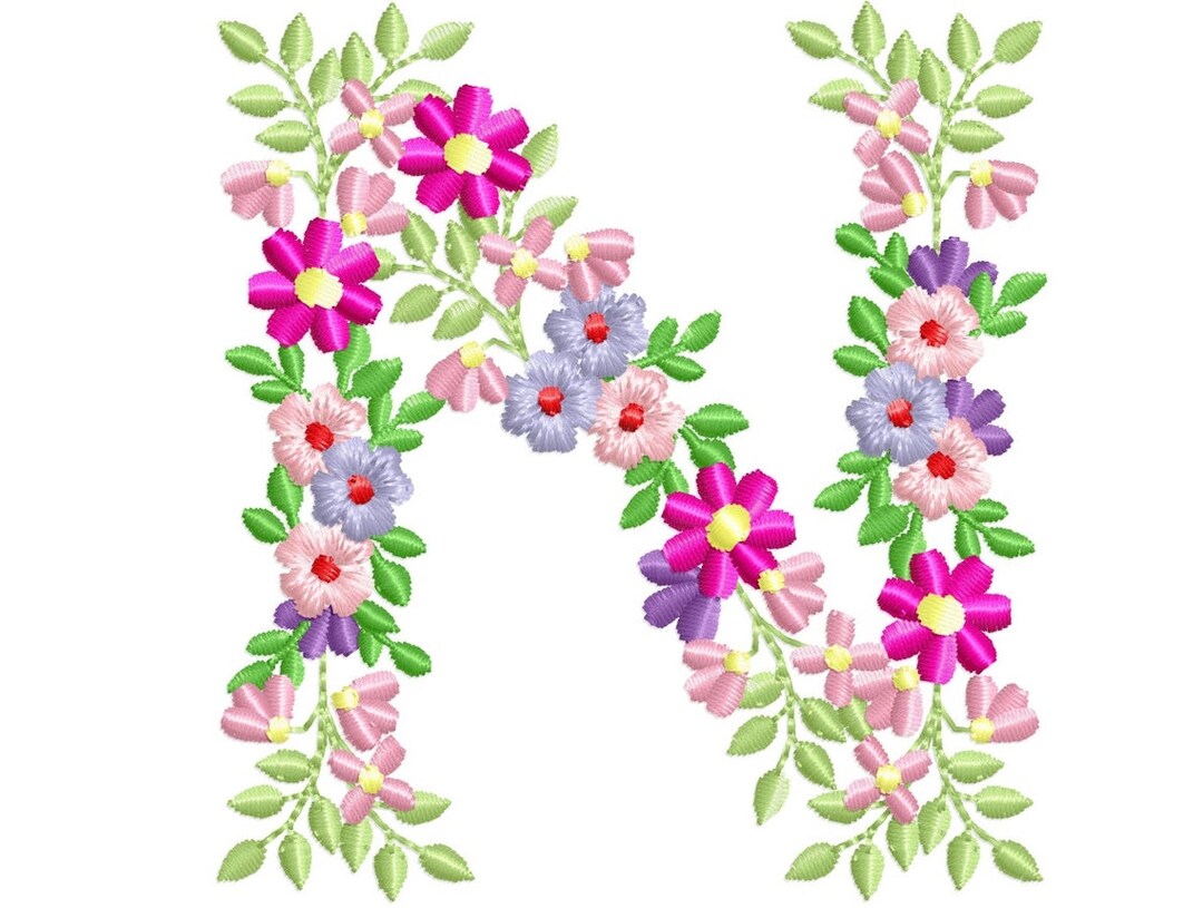 Country Floral Letter N Garden Flag Monogram Flowers Flower Flowered ...