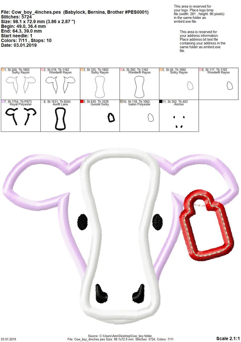 Cow Cow Face Cow Head Applique Design Machine Embroidery | Etsy