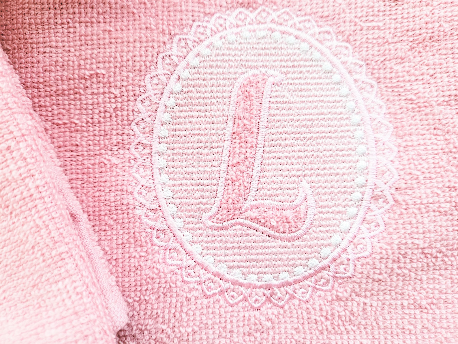 Embossed Terry Towel Lace Monogram SET Letters A-Z Oval Lacy Circle ...