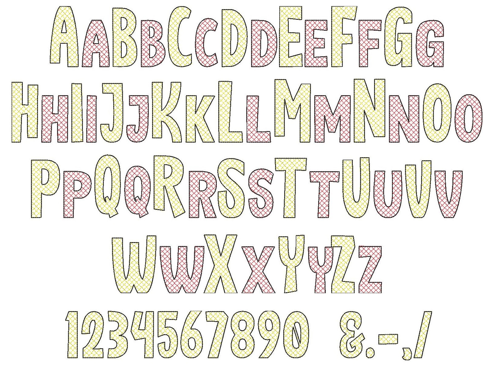 Quick Light Stitch Checked FONT Machine Embroidery Designs in Assorted ...