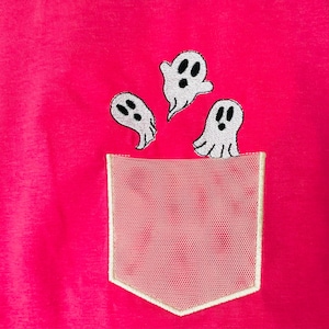 Halloween Spooky Ghost Pocket Kids Outfit Pocket Machine Embroidery ...