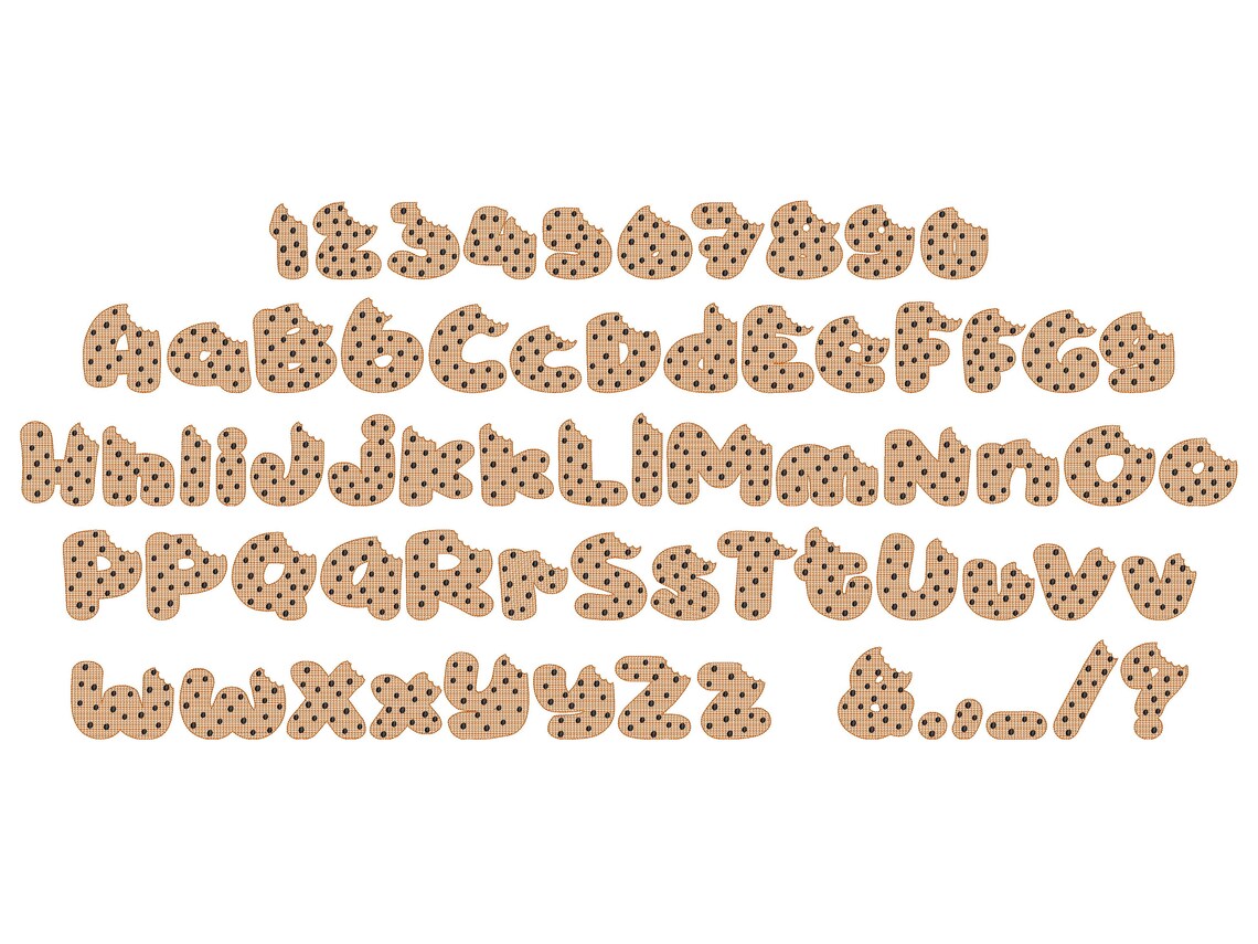 Bitten Cookie FONT With Choco Crisps Light Stitch Alphabet - Etsy