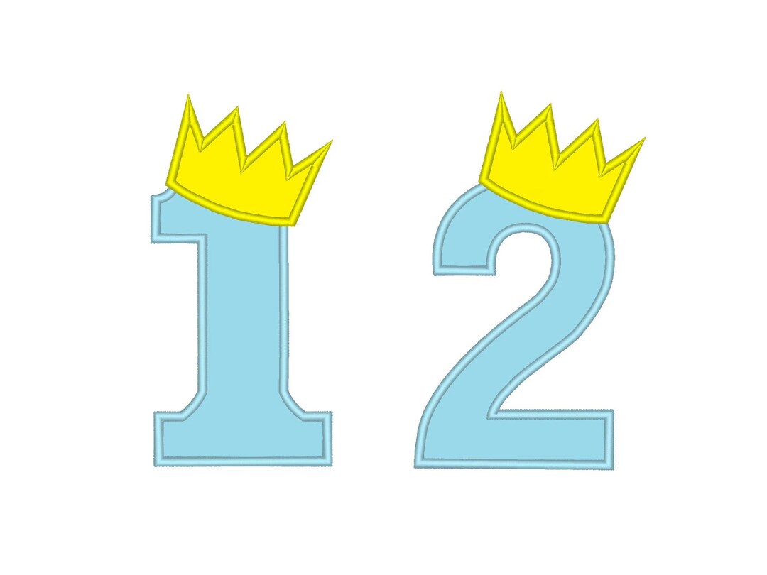 King Crown Birthday Numbers 1-9 Applique Machine Embroidery Designs for ...