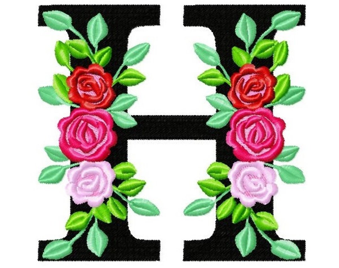 Roses Floral Individual Letter H Garden Flag Monogram Roses Crown ...