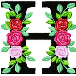 Roses Floral Individual Letter H Garden Flag Monogram Roses Crown ...