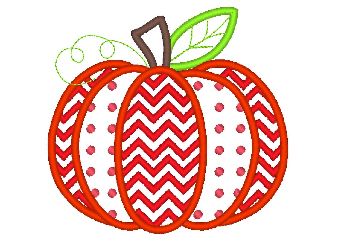 Pumpkin Patch Applique Design With Polka Dot and Ric-rac as | Etsy