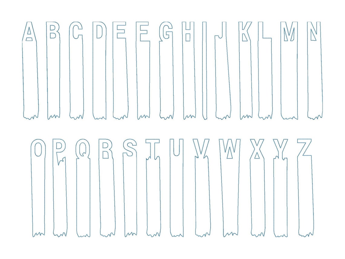 Brush Stroke Font Raggedy Edge Applique Alphabet Letters - Etsy