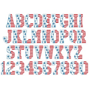 Patriotic Block Font Stars and Stripes Alphabet Light Stitch Machine ...