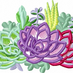 Succulents Succulent Flowers Bouquet Applique Machine Embroidery Design ...