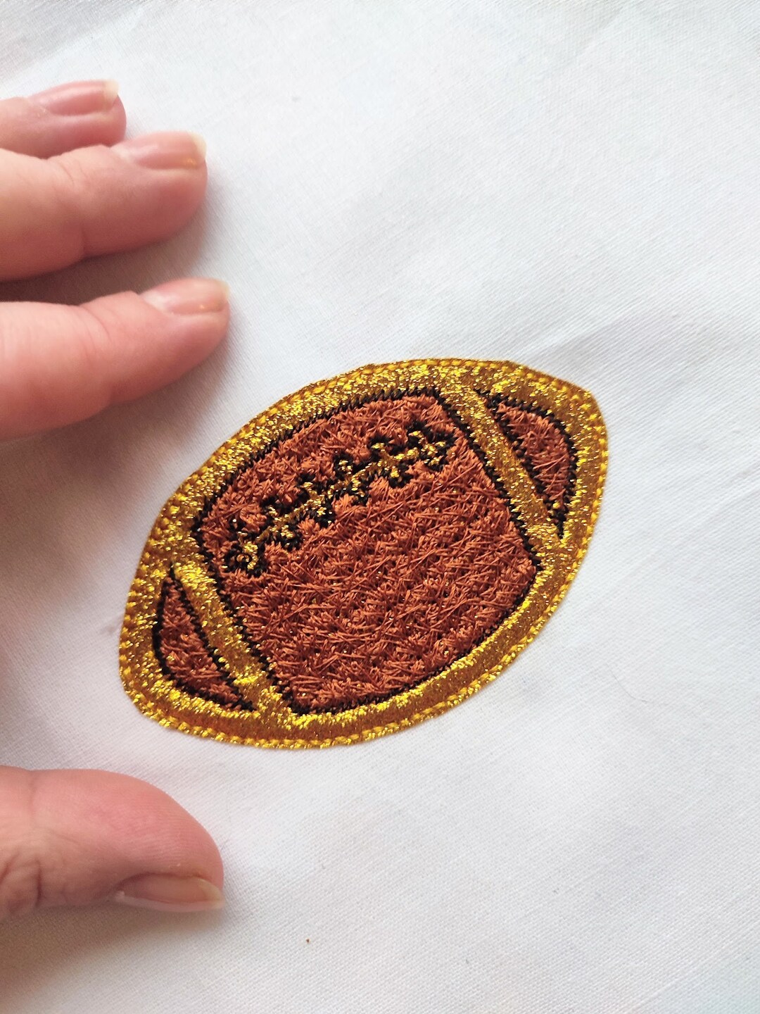 Football Faux Patch With Faux Chenille Stitches and Glitter HTV Scraps Glitter Vinyl Machine ...
