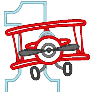 Airplane Birthday Number ONE 1 Applique Machine Embroidery Designs Kids ...