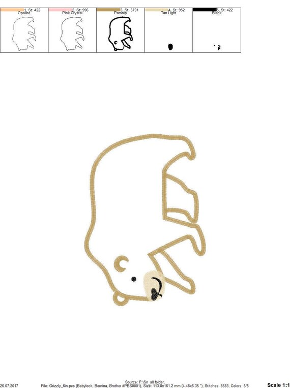 Forest Bear Applique Design Machine Embroidery