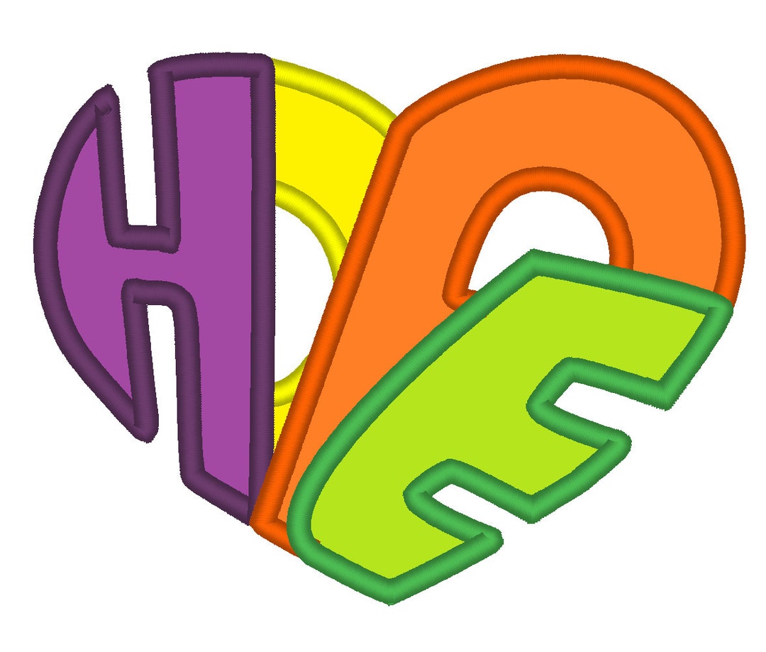 Magic HOPE Heart Machine Embroidery Design Fill Stitch and Applique ...