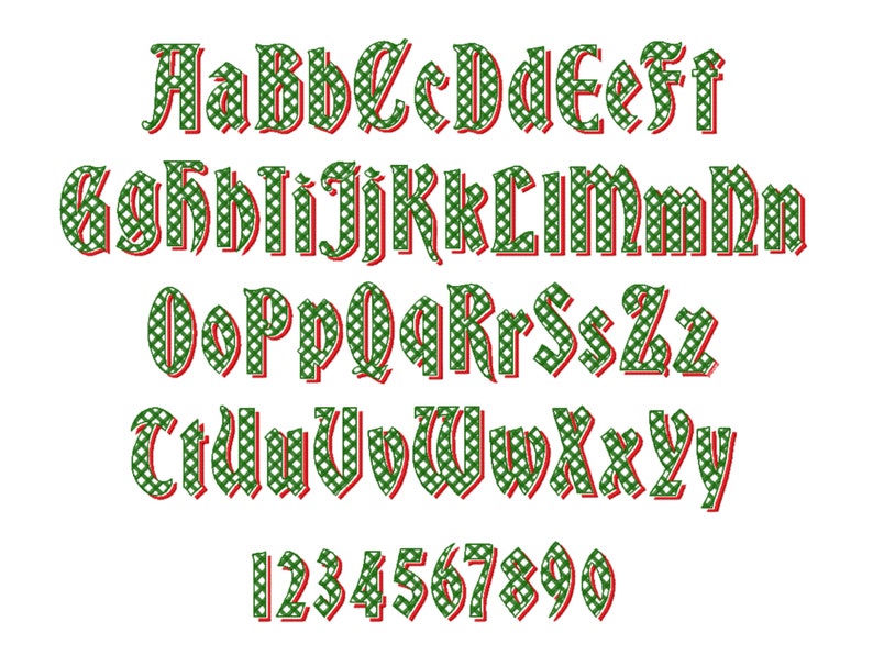 Christmas Shadow Font Checkered Alphabet Letters and Numbers Light ...
