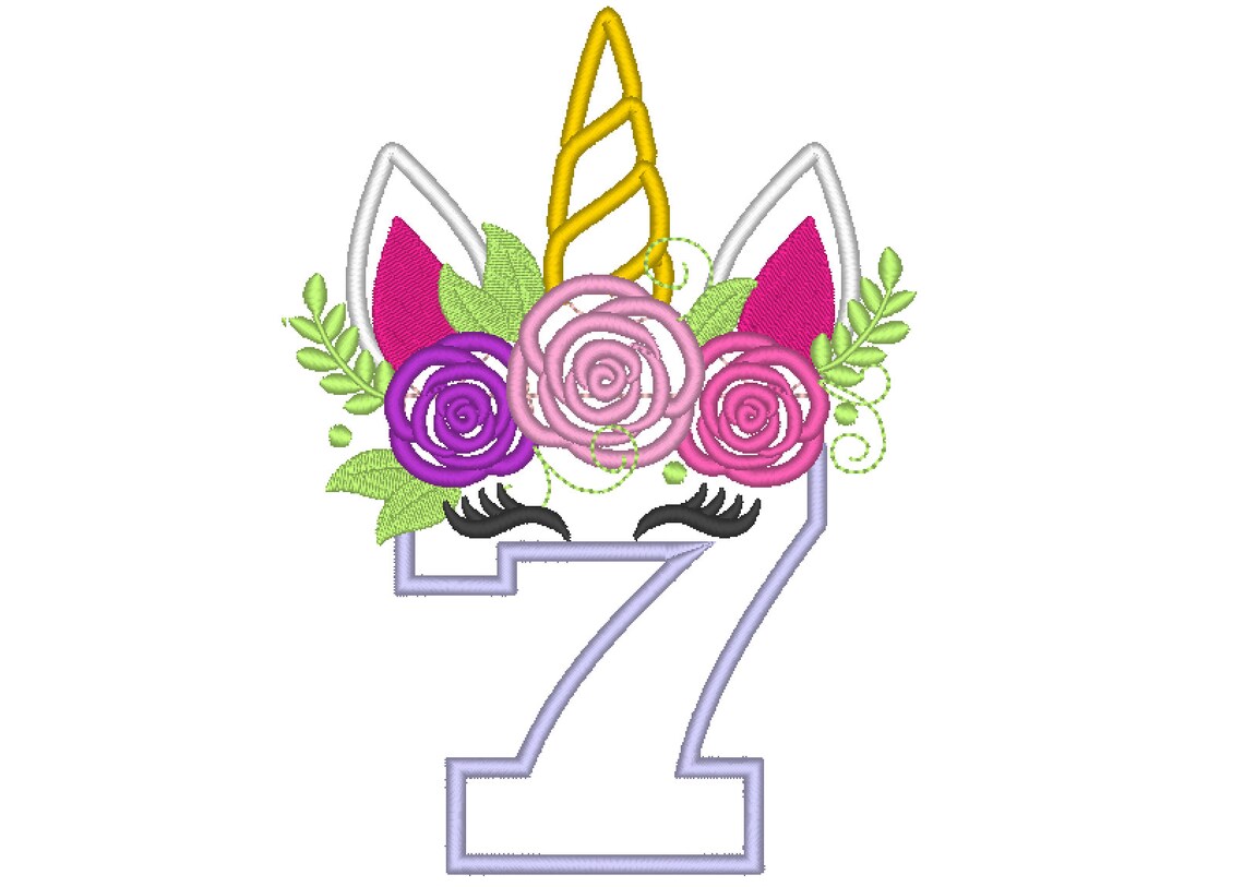 Unicorn Numbers With Roses Crown Unicorn Birthday Numbers - Etsy