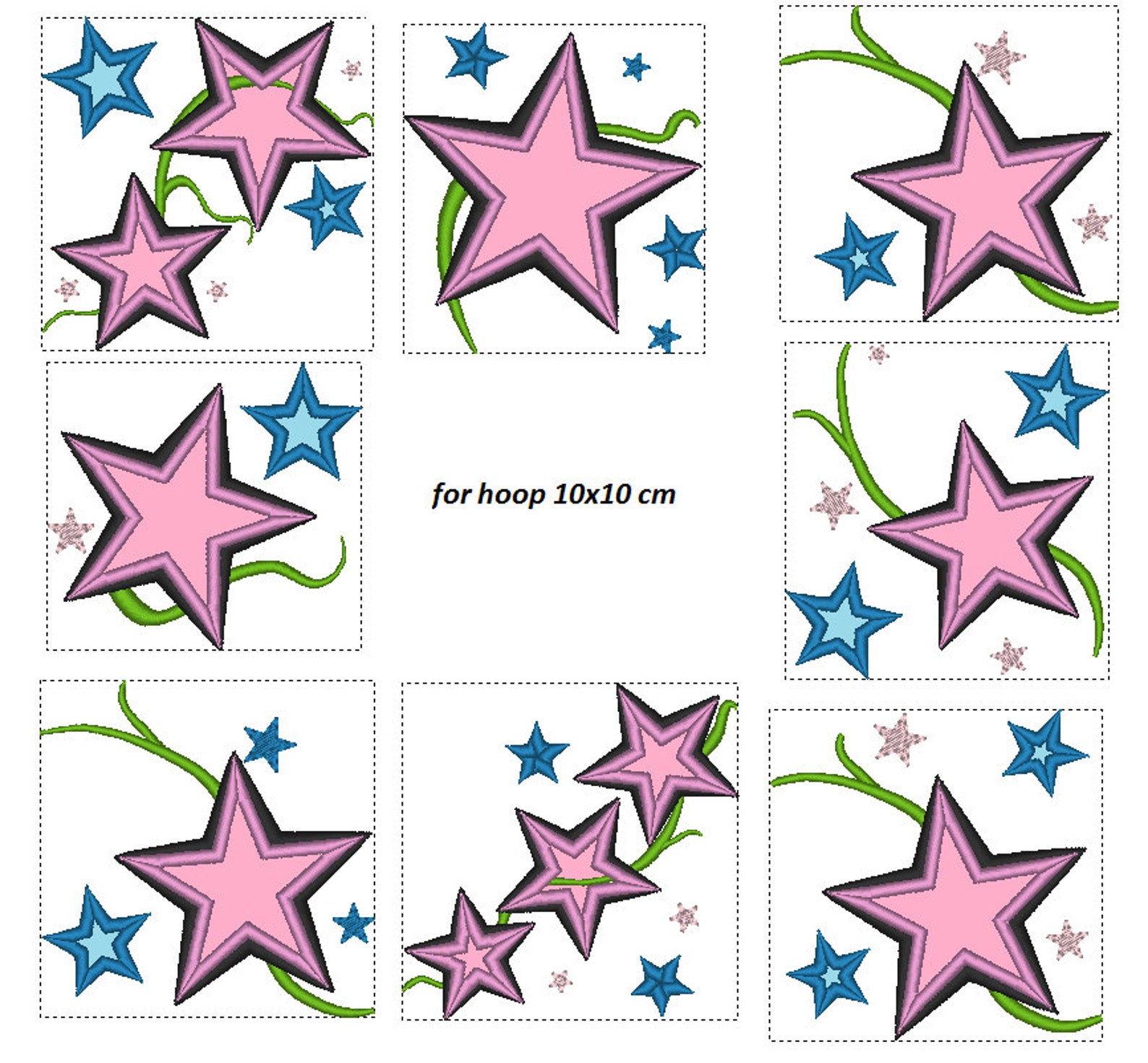 Cute Stars Set Machine Embroidery Applique Designs INSTANT - Etsy