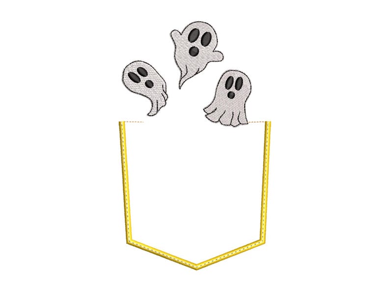 Halloween Spooky Ghost Pocket Kids Outfit Pocket Machine Embroidery ...