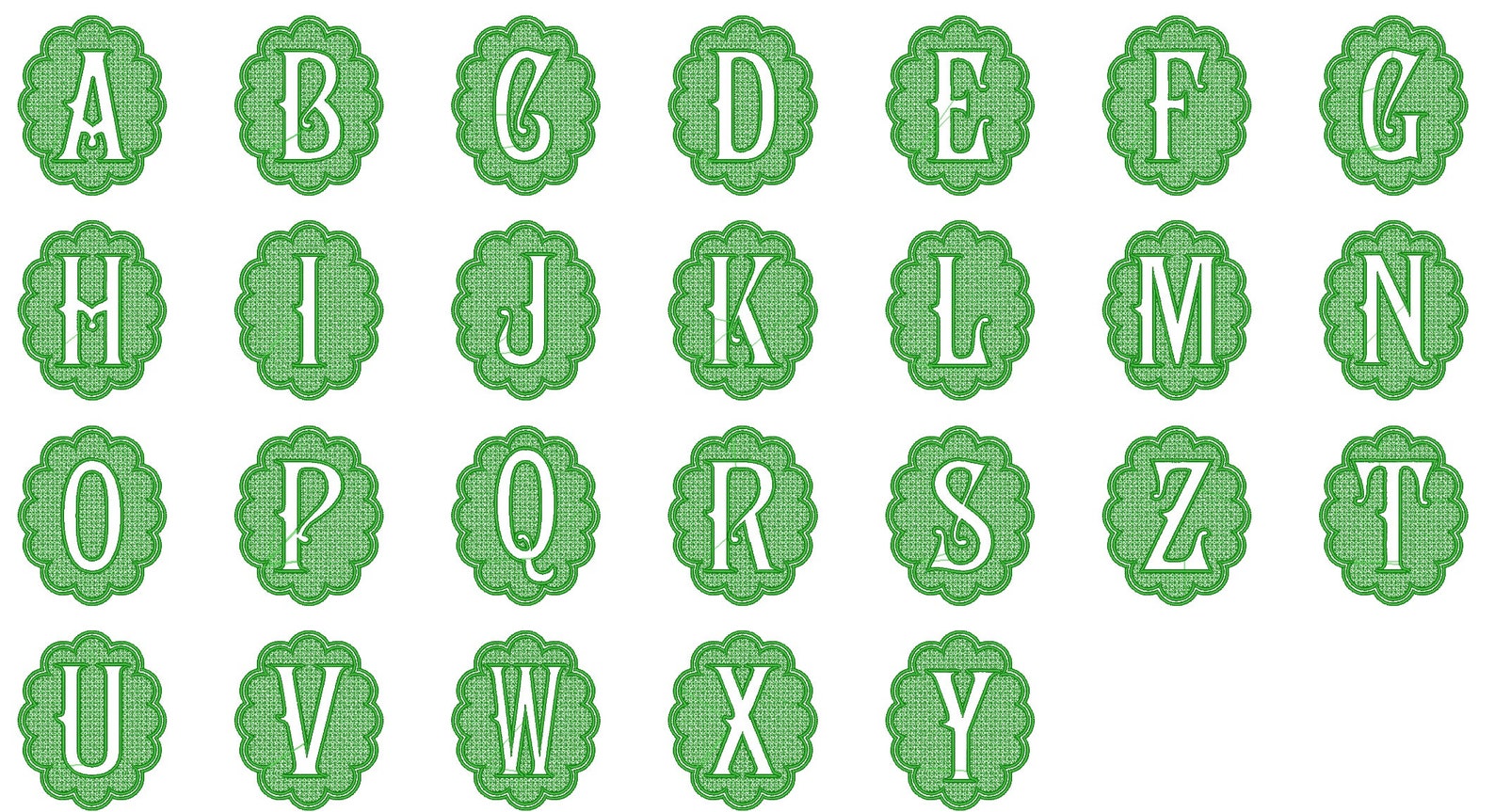 Old Fashioned Scalloped Monogram Oval Shape Embossed Initial Letters A ...