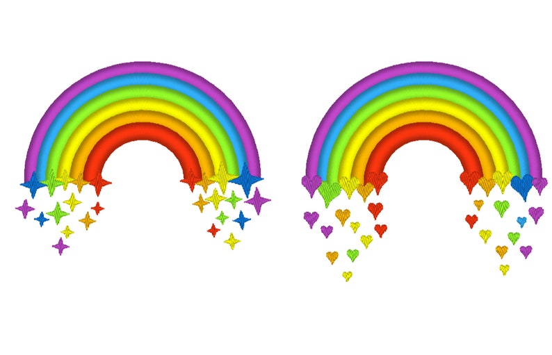 Cute Rainbows Set of Two Rainbow With Falling Stars and - Etsy