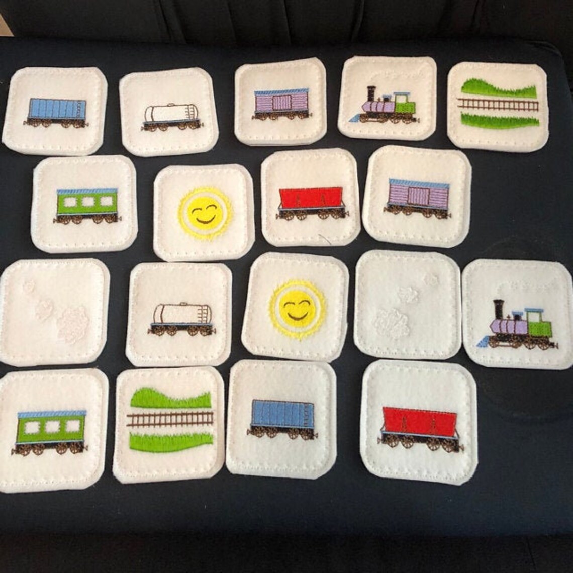 Memory Game Train in the Hoop Machine Embroidery Designs for Hoop 4x4 ...